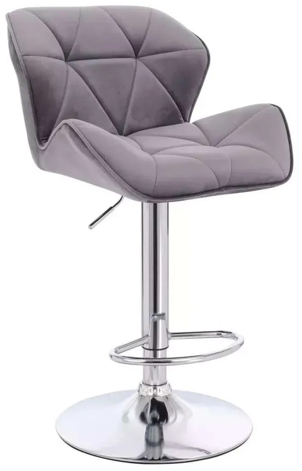 LuxuryForm DESIGN Barová židle MILANO VELUR na stříbrné kulaté podstavě - tmavě šedá