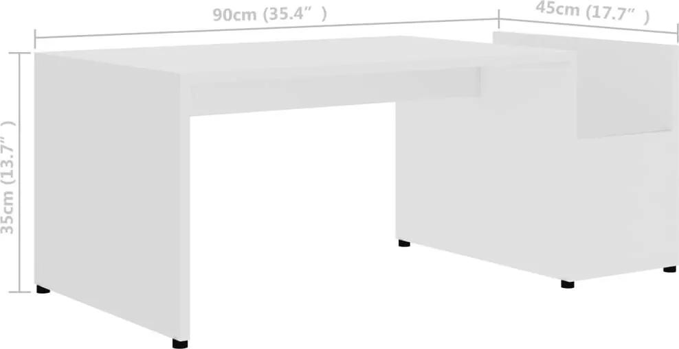 vidaXL Konferenční stolek 90 x 45 x 35 cm dřevotříska [802921] Barva: bílá a dub sonoma