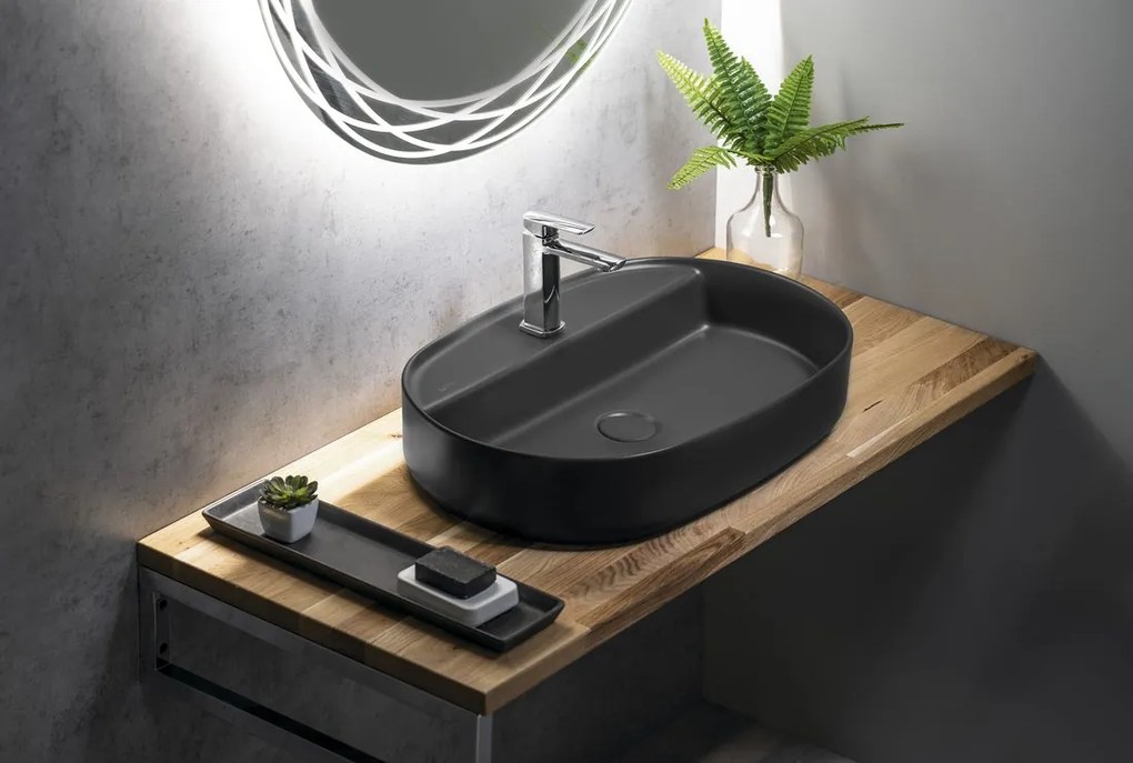 Sapho , INFINITY OVAL keramické umyvadlo na desku, 60x40cm, antracit, 10NF65060-2C