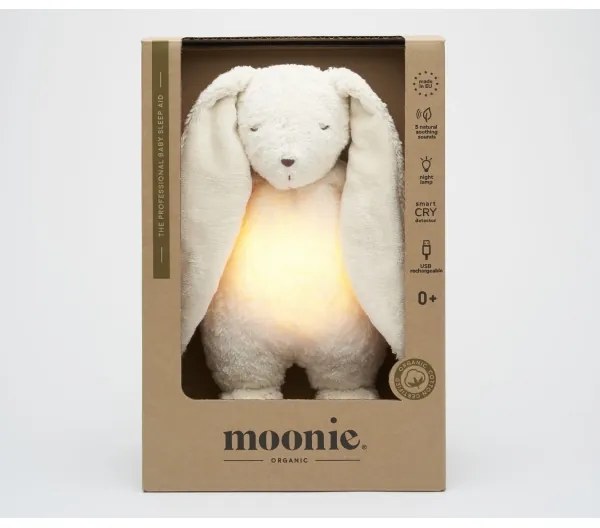 Moonie - Usínáček s melodií a světlem zajíček 2.0 organic polar