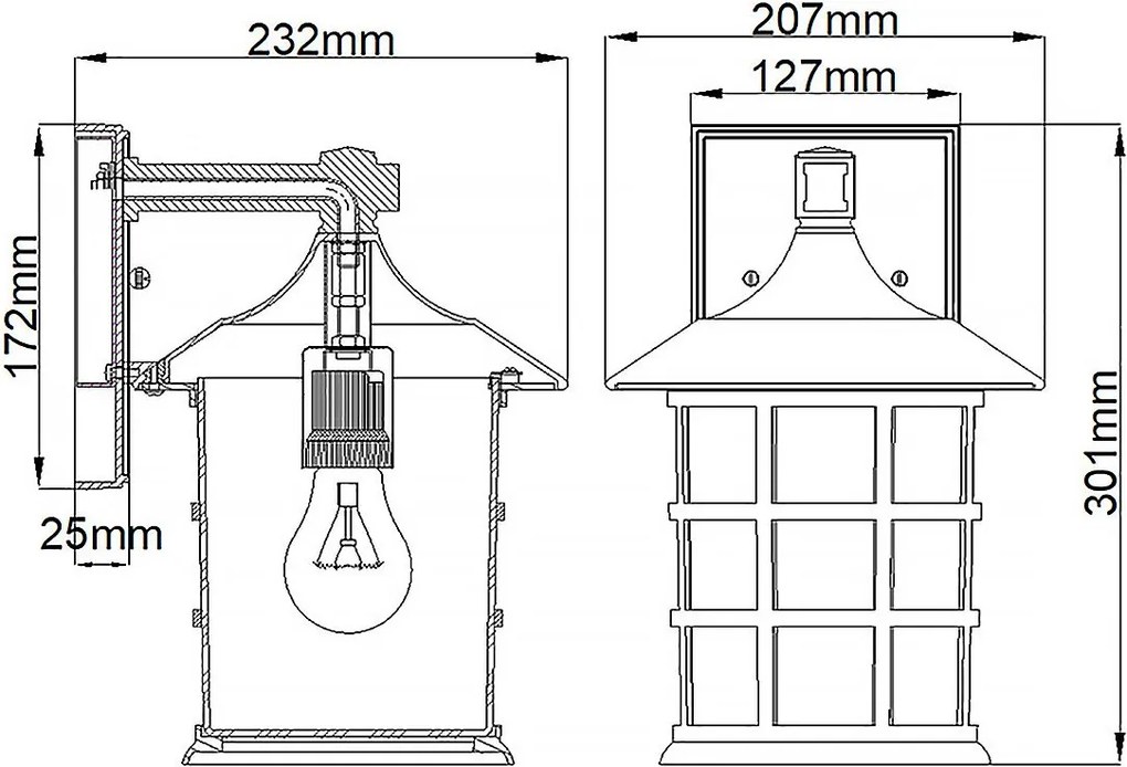 Venkovní lucerna Elstead FREEPORT M 1xE27 IP44 černá barva 30 cm