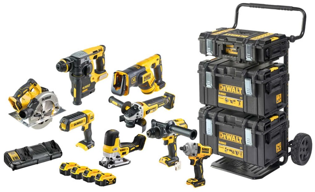 DeWALT - 16dílná sada AKU nářadí, baterií a nabíječky DCK856P4