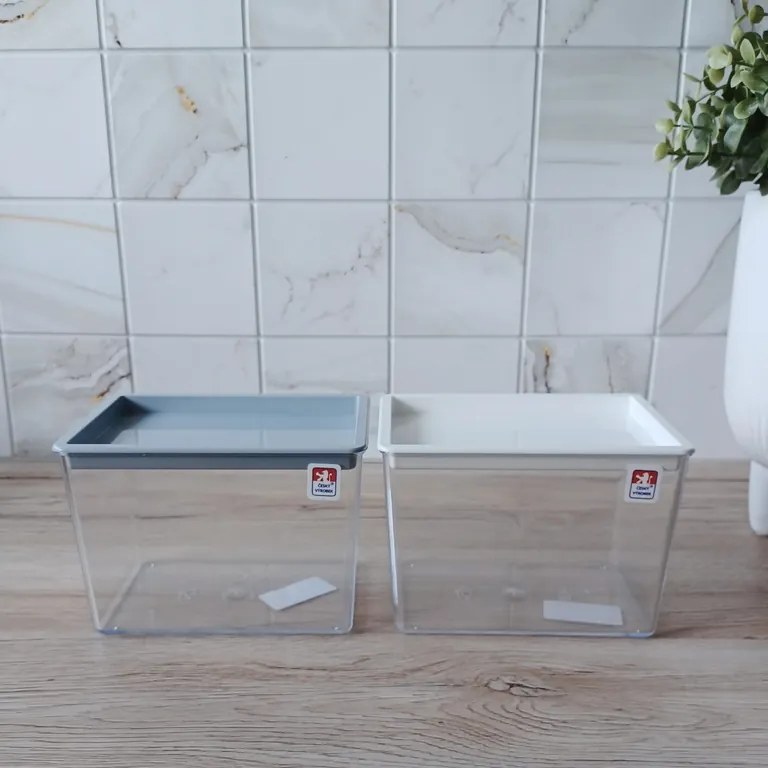 DÓZA NA SUCHÉ POTRAVINY 600 ml – nízká, průhledná | DomaLEP varianta: ŠEDÁ