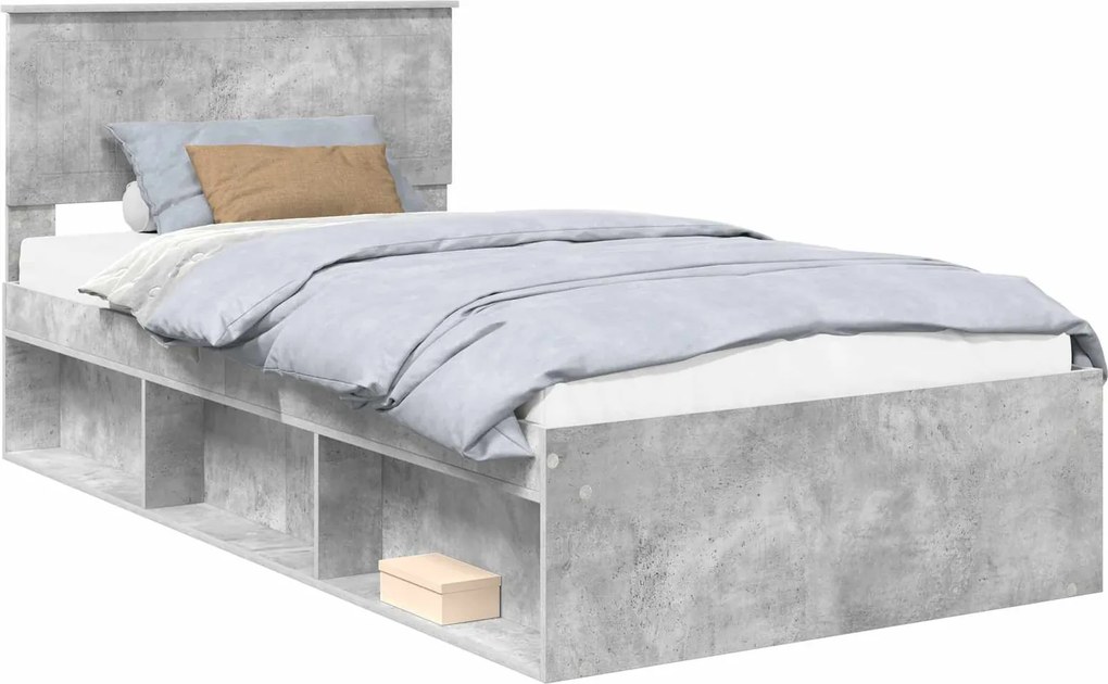 Rám postele Betonově šedá 100 x 200 cm Masivní borové dřevo 3410639