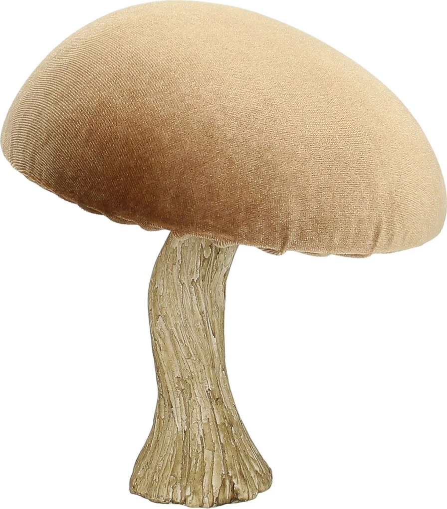 Dekorace Sametový hřib 17 cm caramel