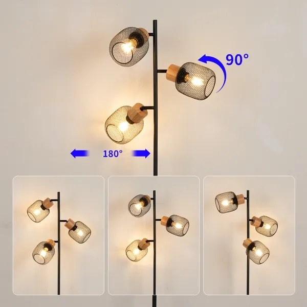 Brilagi - Stojací lampa BASKLITE 3xE27/15W/230V kaučukovník/černá