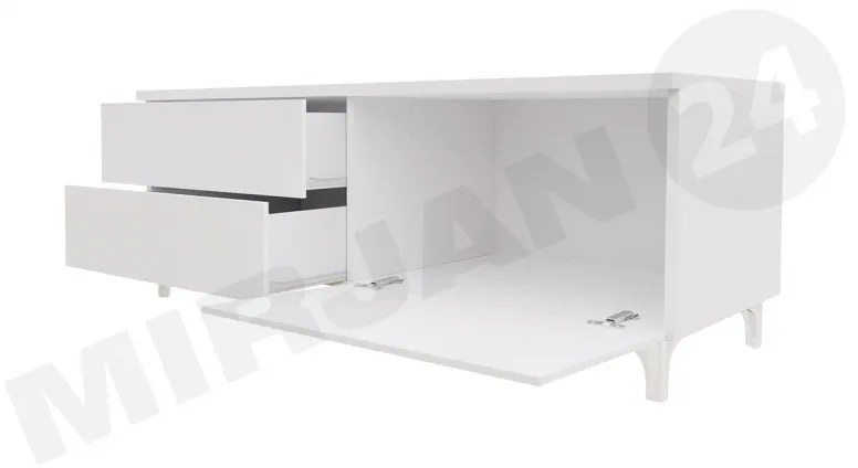 TV stolek Cleo XI-W P, Barva: bílá / bílý lesk