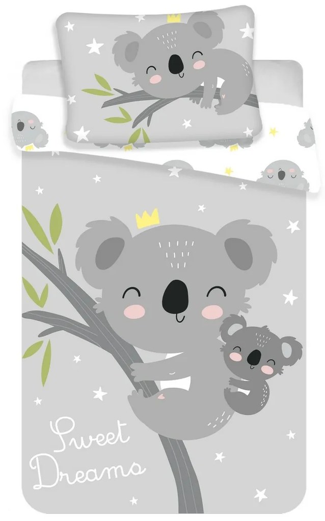 Jerry Fabrics Dětské bavlněné povlečení do postýlky Koala sweet dreams baby, 100 x 135 cm, 40 x 60 cm 