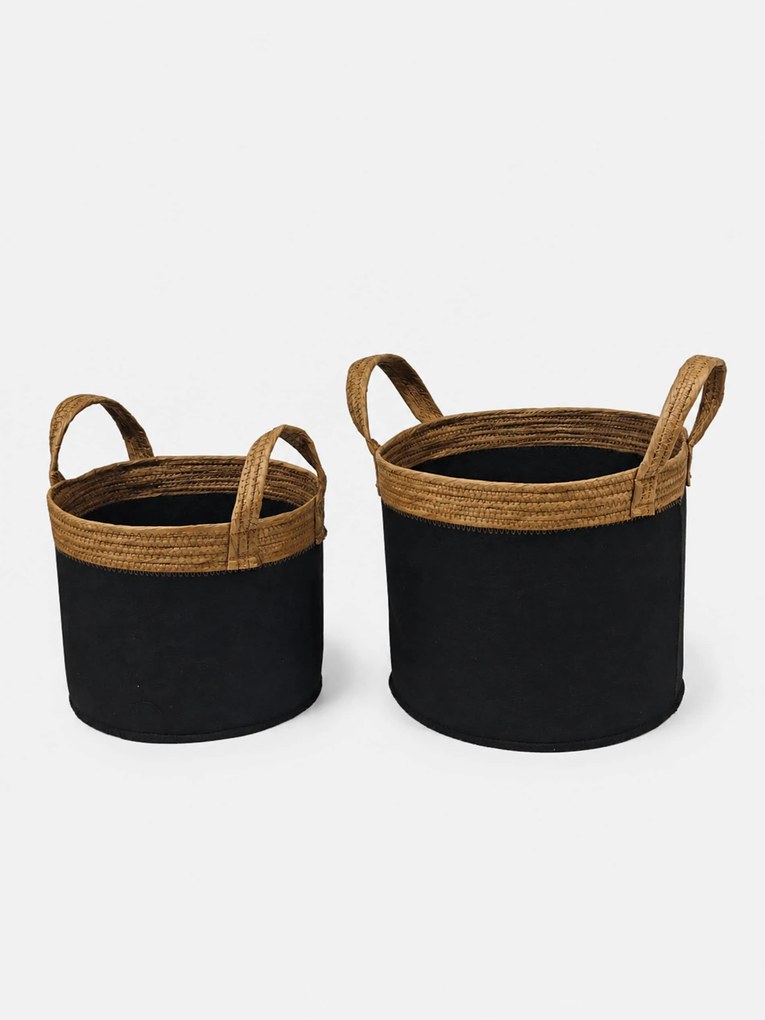 Sinsay - Úložné koše s pletenými uchy 2 pack - černá