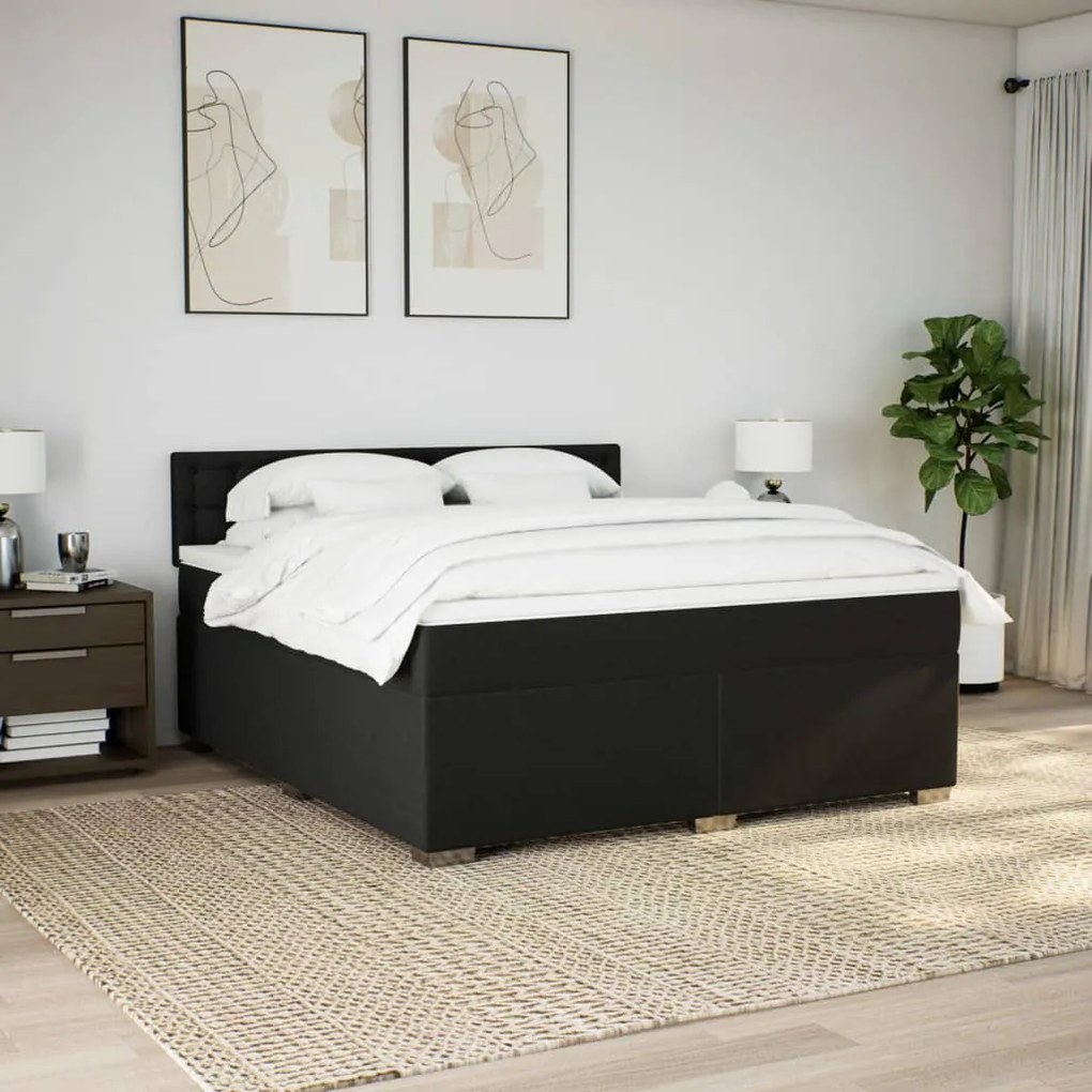 Box spring postel s matrací černá 180x200 cm textil 3285983
