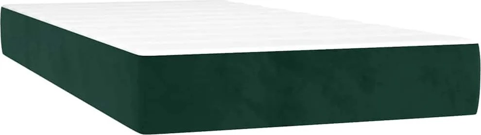 Box spring postel s matrací a LED tmavě zelená 80x200 cm samet 3139532