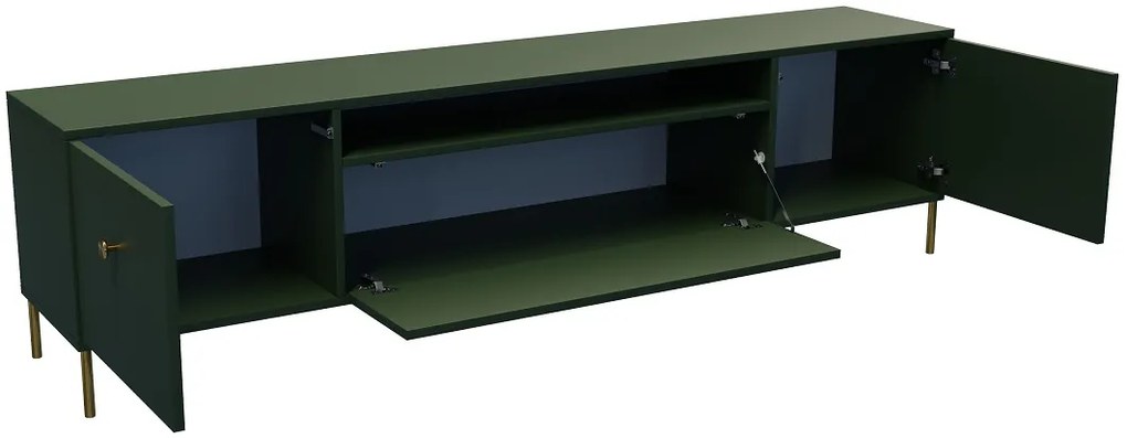 Zelený televizní stolek Mell 200 cm