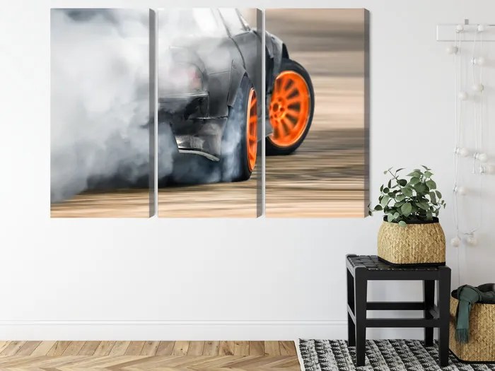 Vícedílný obraz Unášené Auto V Oblaku Kouře Nedostatek Nedostatek Plátno Canvas 120x80