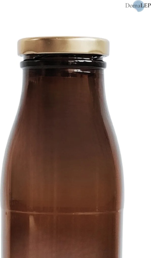 Skleněná láhev na mléko 500 ml hnědá se zlatým víčkem JOTA