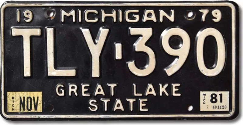 Americká SPZ Michigan 1979 Black TLY-390
