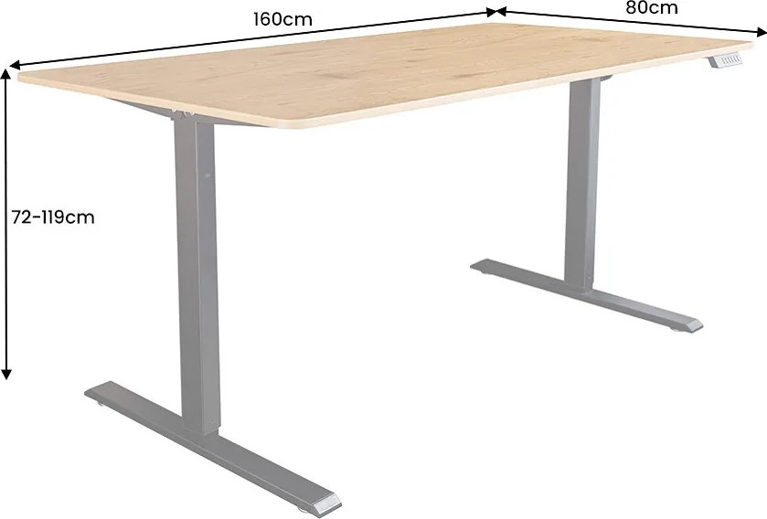 Výškově nastavitelný psací stůl Jayden 160 cm přírodní dub
