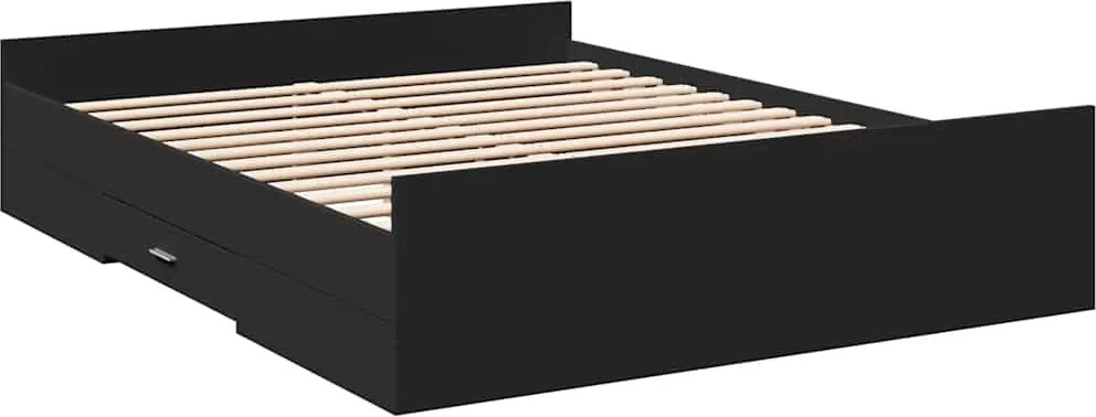 Rám postele se zásuvkami černý 150 x 200 cm kompozitní dřevo 3280287