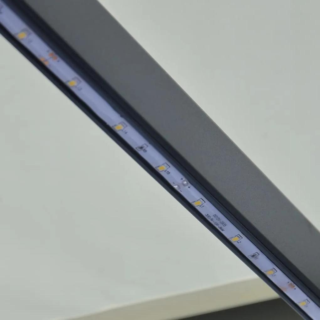 vidaXL Zatahovací markýza větrný senzor a LED 300 x 250 cm [3055293] Barva: Žluto-bílá