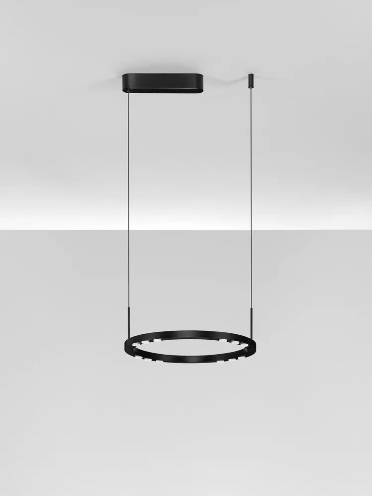 Matně černé hliníkové LED stmívatelné závěsné svítidlo ø 40 cm Lunette – Nova Luce