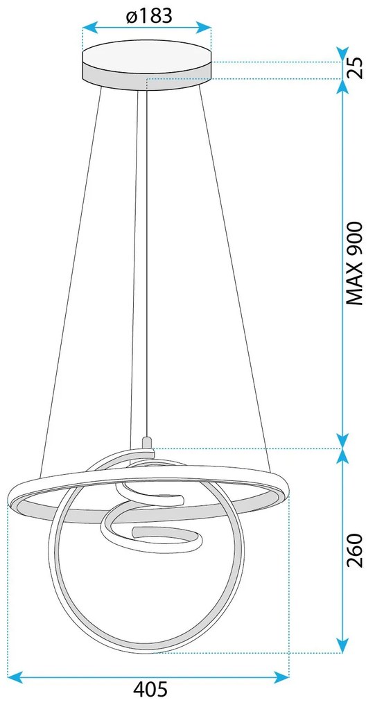 Toolight Toolight, LED závěsné svítidlo 3x20W, 4000K, G066-CP, zlatá lesklá, OSW-08699