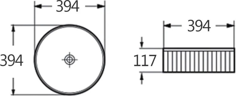 Mexen Grovo, rýhované umyvadlo na desku 39 × 39 cm, černá matná, 22303985
