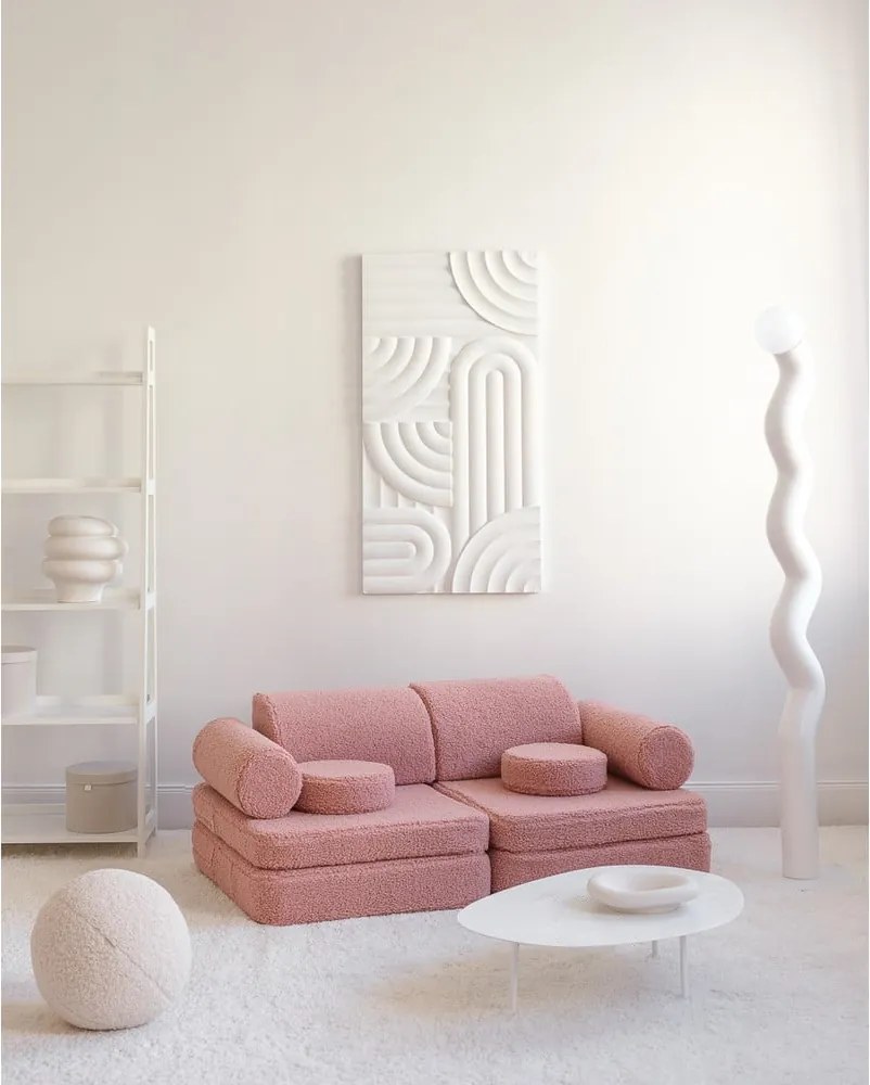 Růžová dětská pohovka z textilie bouclé 132 cm Settee – Wigiwama