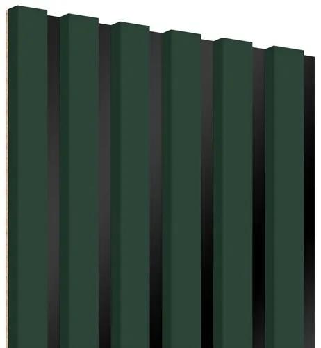 Akustické panely - lamely na černé desce HDF - Lahvově zelená na černé desce