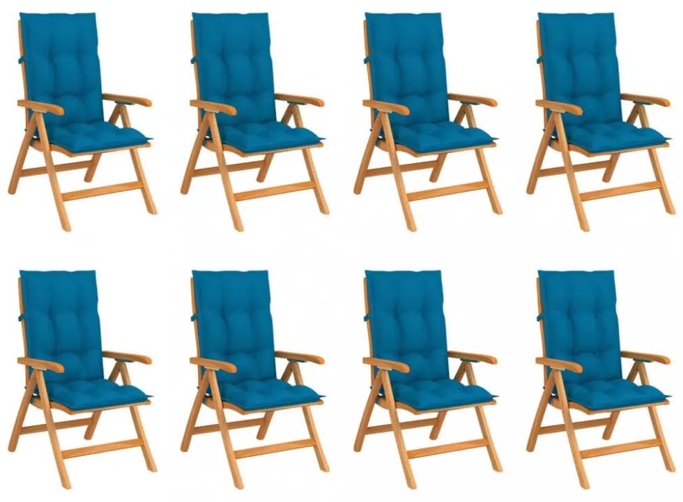 Skládací zahradní židle s poduškami 8 ks teak / látka Dekorhome Béžová