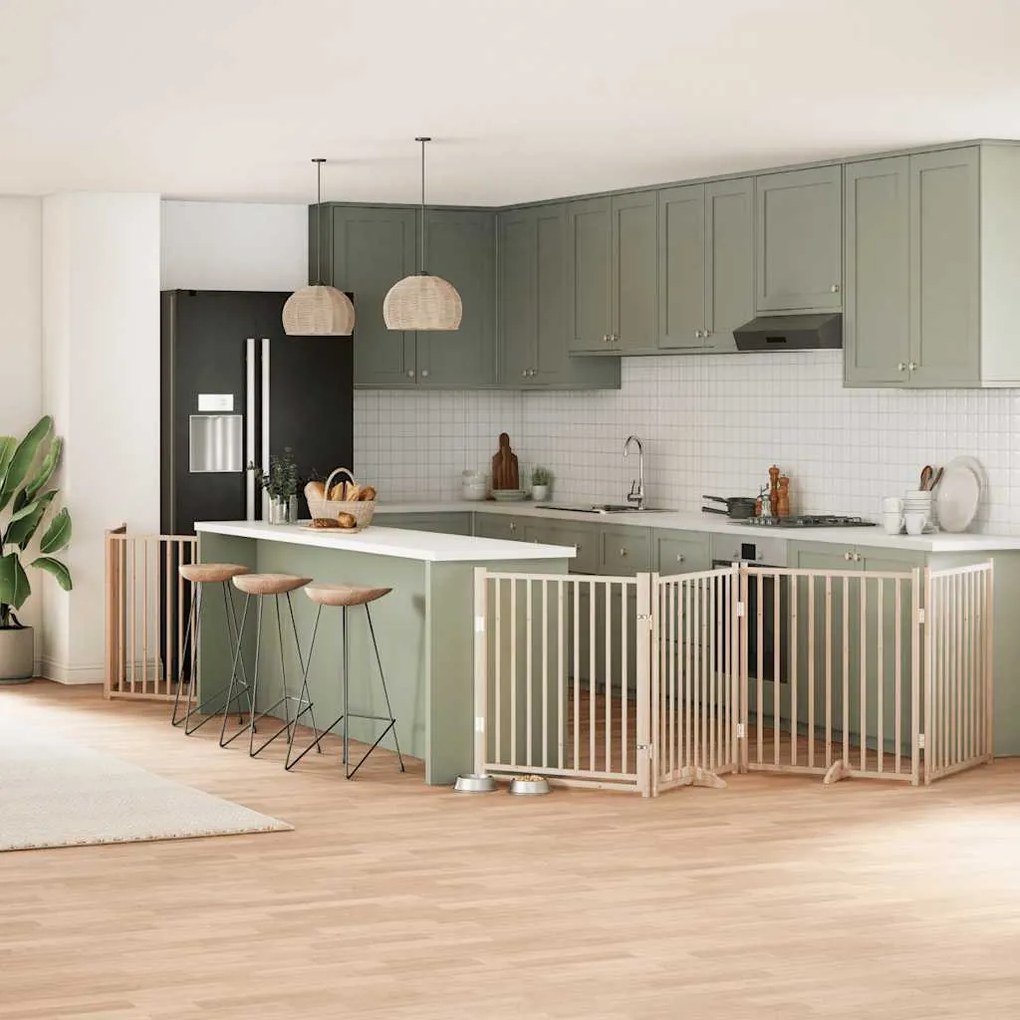 Zábrana pro psy s dvířky skládací 10 panelů 800 cm topol 3155727