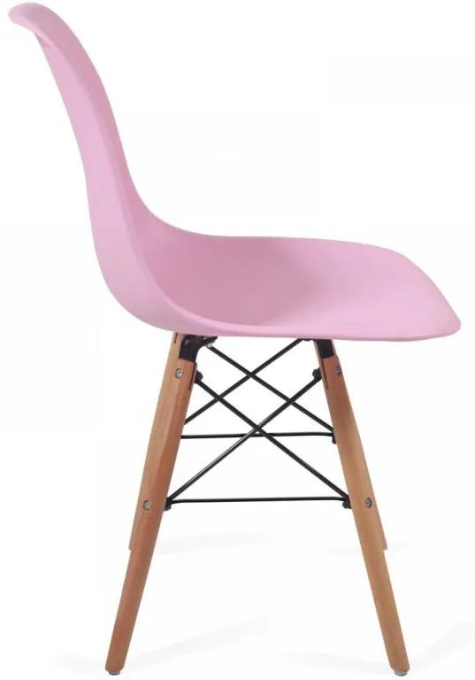 80547 Miadomodo Sada 4 jídelních židlí s plastovým sedákem, růžová