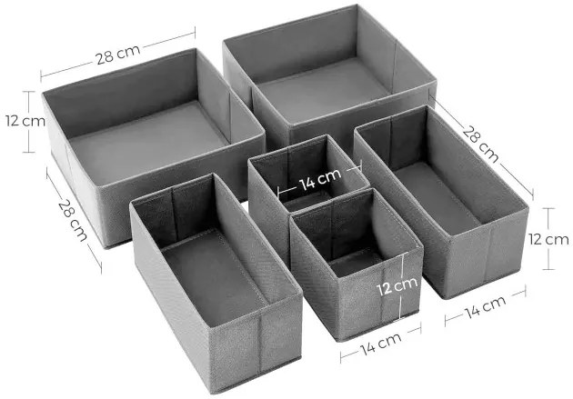 Sada šesti organizérů BRUCE šedá (6 ks)