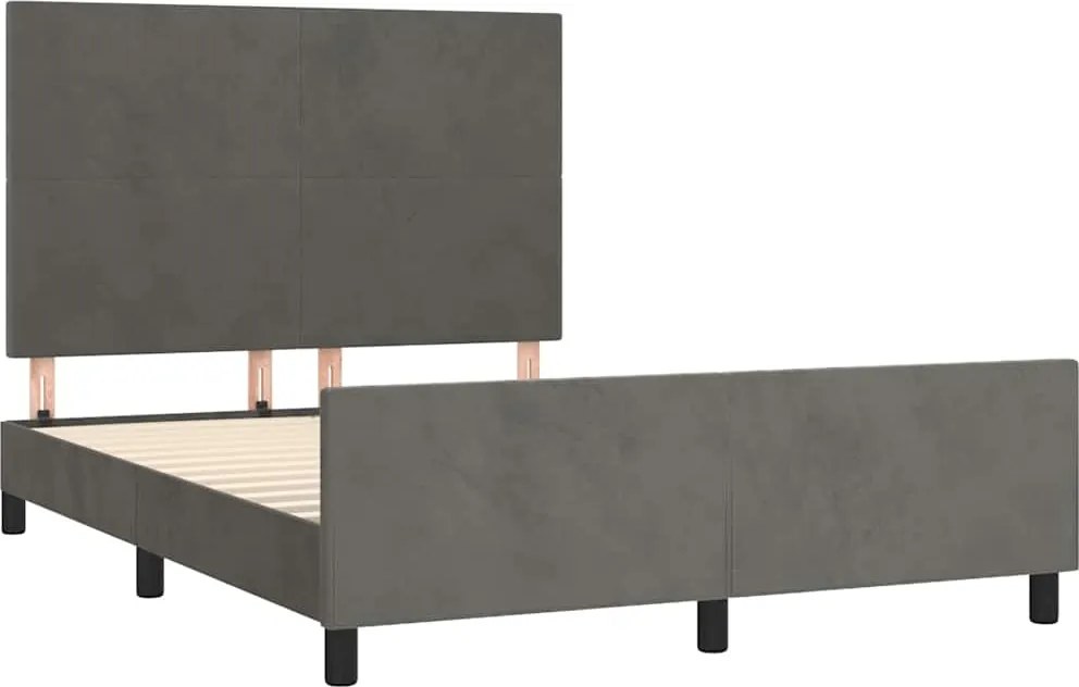 Rám postele bez matrace tmavě šedý 140 x 190 cm samet 3125630