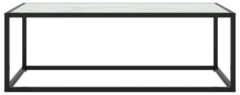 vidaXL Marketos Konferenční stolek černý s bílým mramorovým sklem 100x50x35 cm