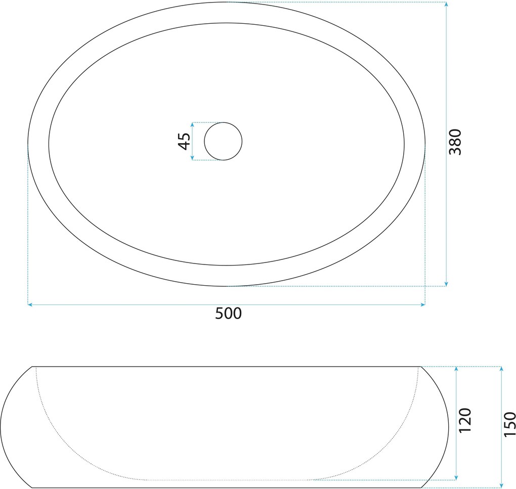Rea Mika, oválné umyvadlo na desku, 500x380x150mm, bílá-imitace kamene, REA-U3223