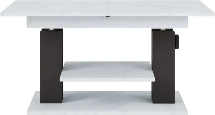 Výškově nastavitelný rozkládací konferenční stolek Moduvo 120/170 cm mramor/černý