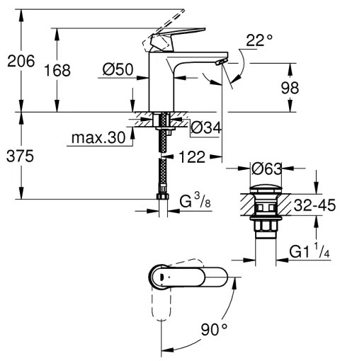 GROHE 23928000 - Umyvadlová baterie DN 15 velikost M lesklý chrom