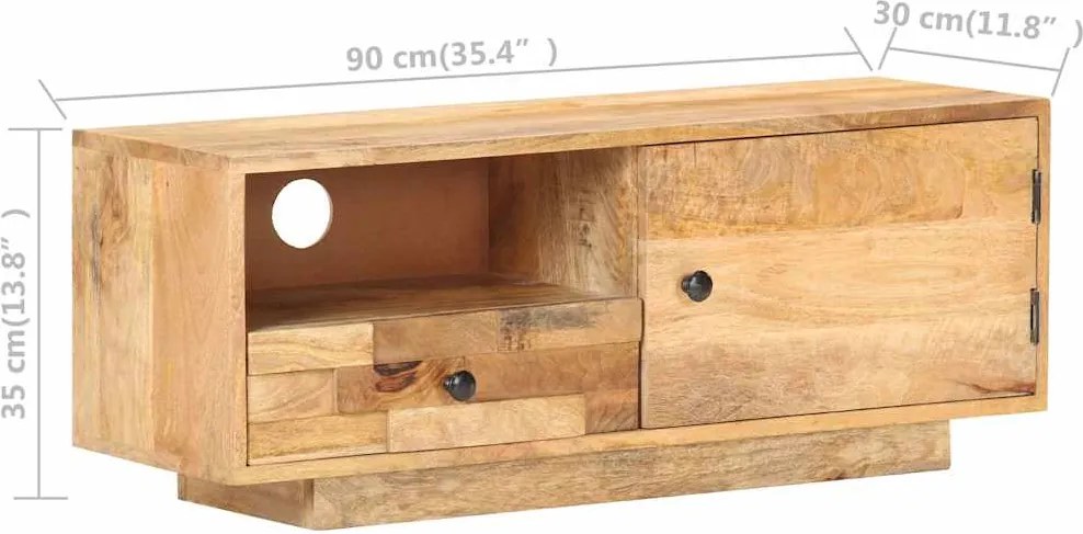TV stolek 92 x 30 x 35 cm masivní mangovníkové dřevo 320466