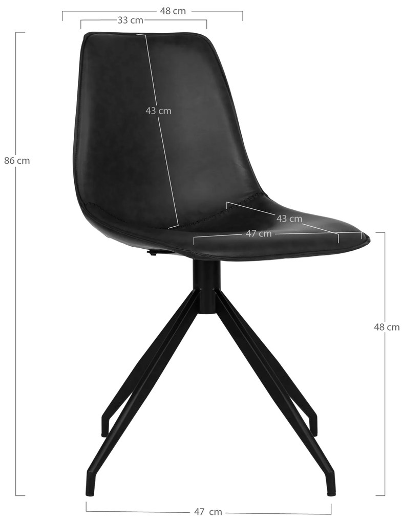 Černá otočná jídelní židle Margom z umělé kůže
