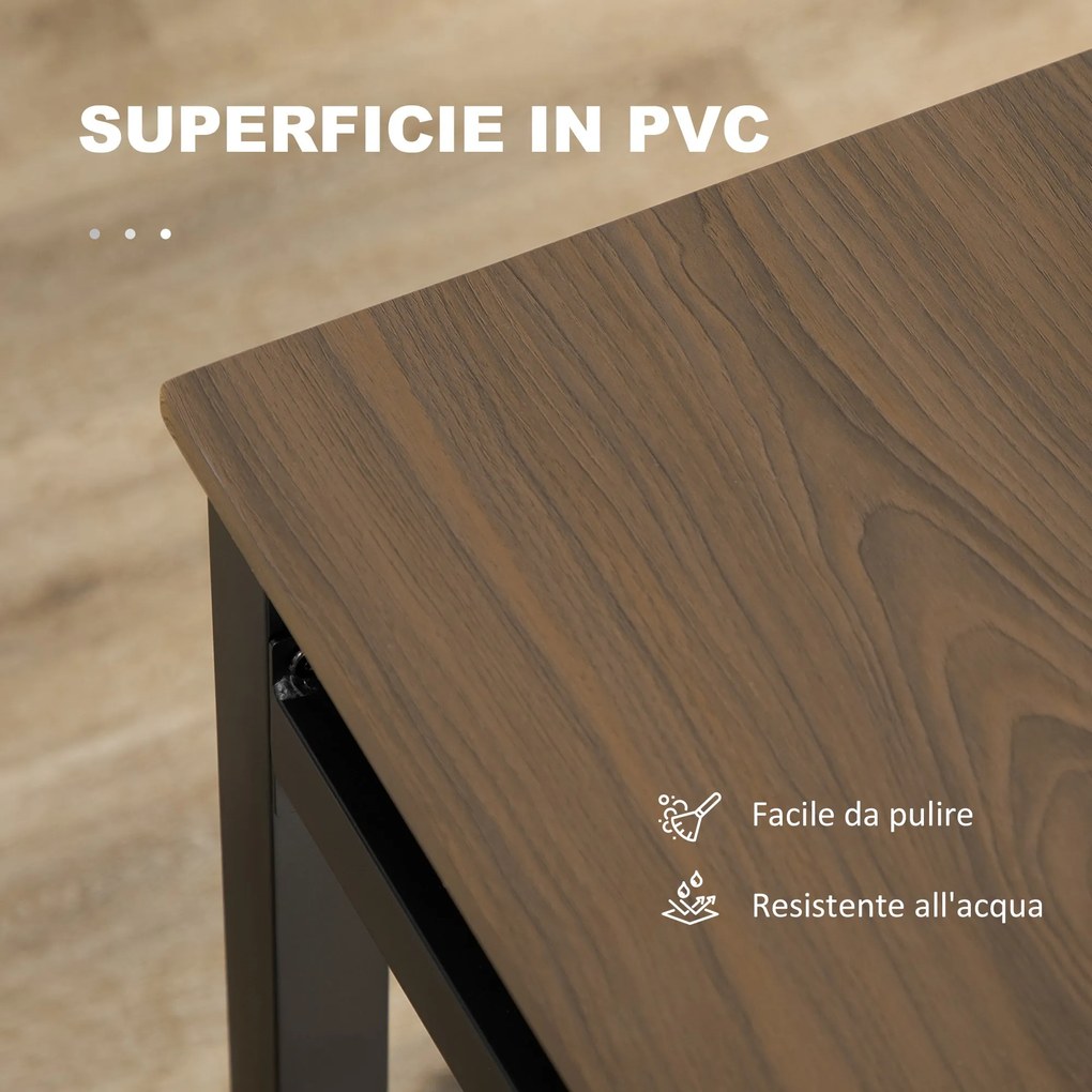 HOMCOM 5-dílná jídelní souprava se 1 obdélníkovým stolem 100x63x76.5 cm a 4 židlemi 45x40x82 cm, v kovu a MDF, černá a hnědá