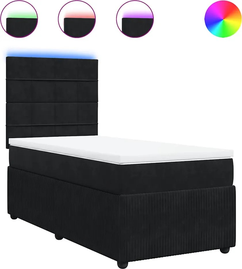 Box spring postel s matrací černá 100x200 cm samet 3294564