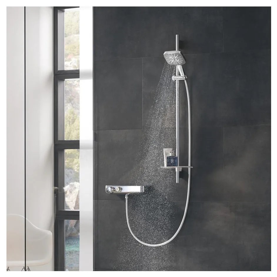 Grohe Rainshower SmartActive 130 Cube - Set pro upevnění na zeď se 3 proudy, sprchová tyč 900 mm, 9,5 l/min omezovač průtoku, chrom 26587000