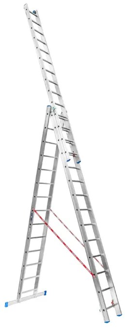 Hliníkový trojdílný výsuvný žebřík VENBOS PROFI, 3x14 příček, 9 m