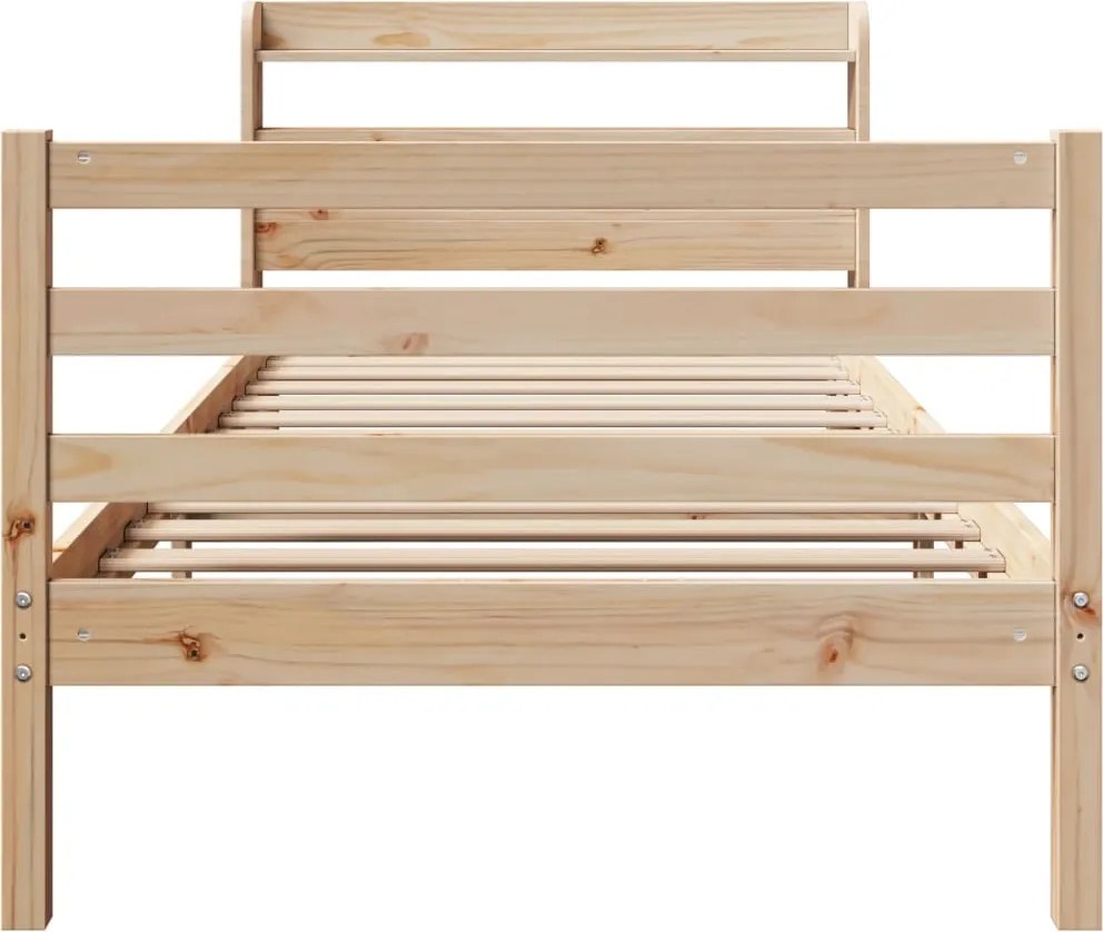 Rám postele s čelem 100 x 200 cm masivní borové dřevo 3306641