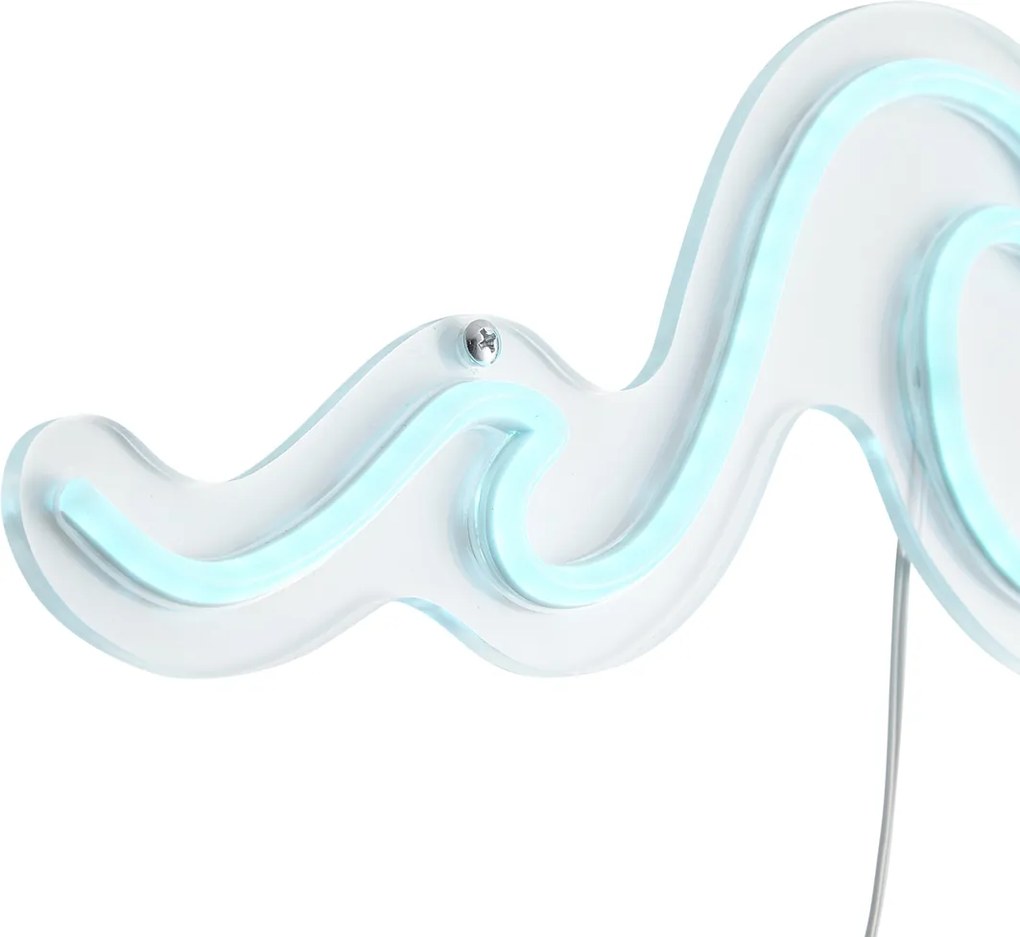 Neonová nástěnná lampa modrá vč. LED - Wave