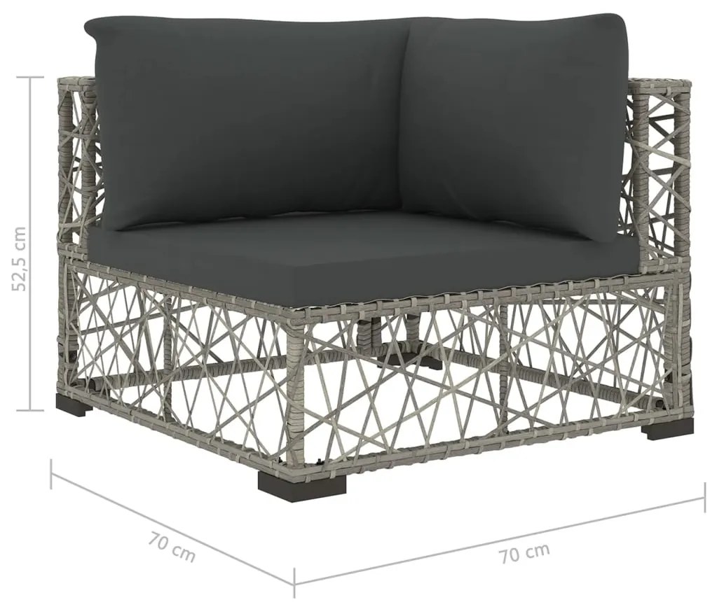 vidaXL Marketos 6dílná zahradní sedací souprava s poduškami polyratan šedá