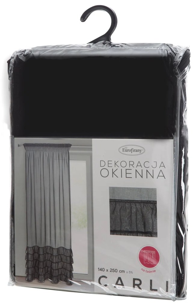 ZÁCLONA NA PÁSCE CARLI 140X270 CM ČERNÁ