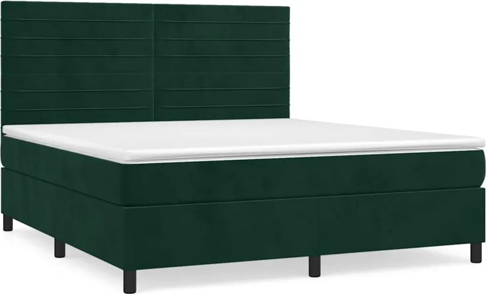 Box spring postel s matrací tmavě zelená 160x200 cm samet 3143094