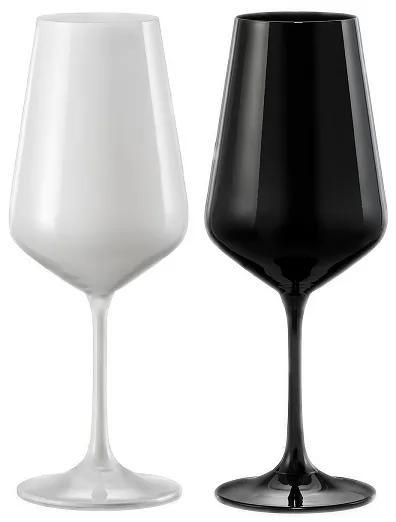 Crystalex Sklenice na víno BLACK&amp;WHITE ONE 450 ml, 2 ks Sklenice: Černobílé