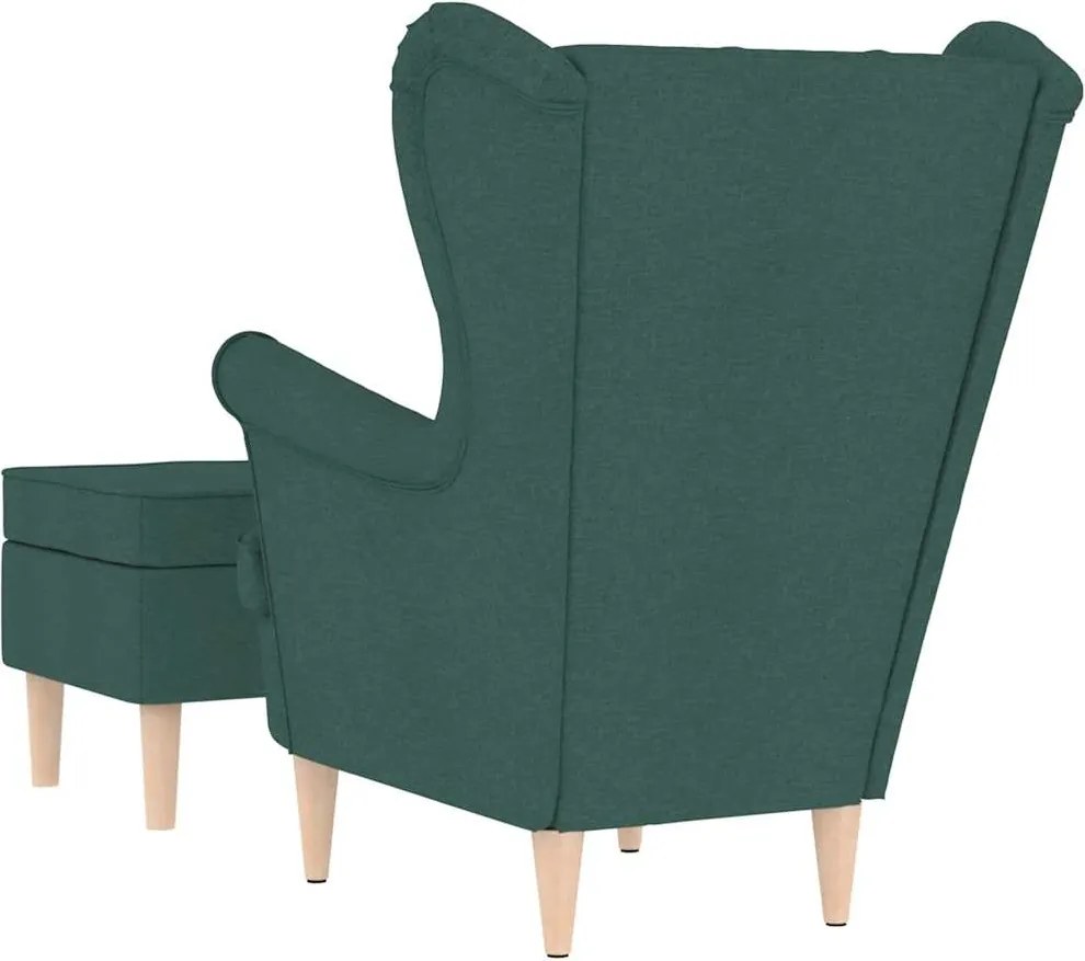 Křeslo s podnožkou tmavě zelené textil 3307994