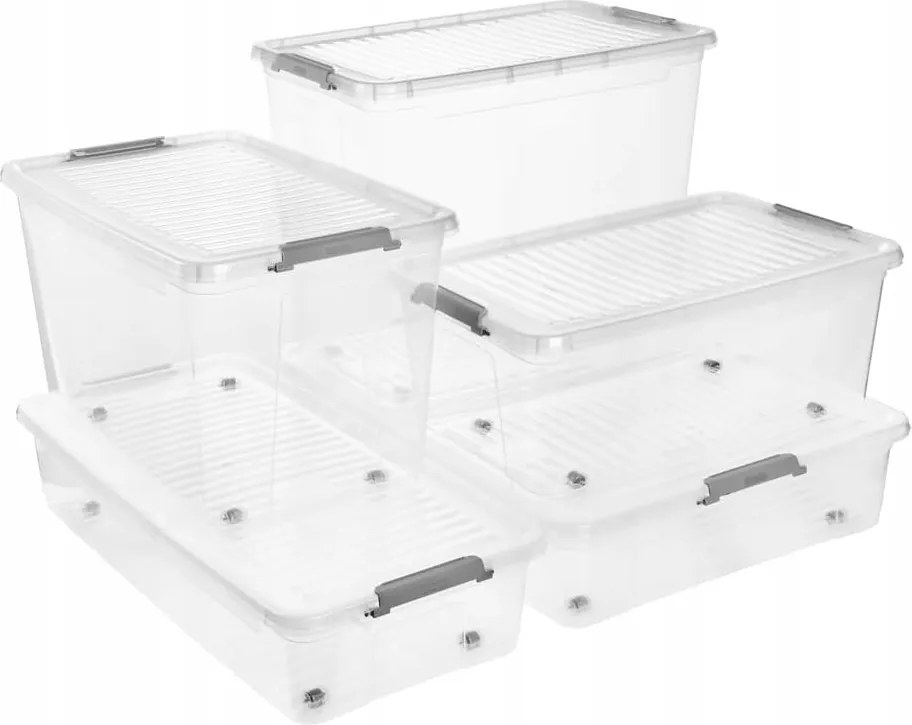 Úložný box s víkem a kolečky pod postel, KEEEPER CLIPBOX LEO 53L, 77 x 58 x 16 cm
